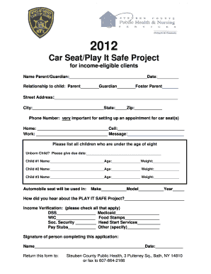 Fillable Online steubencony 2012 Car Seat application form.doc Fax ...