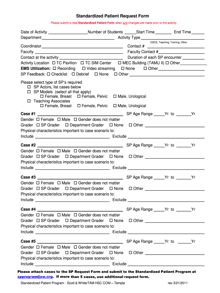Fillable Online Standardized Patient Request Form Fax Email Print - pdfFiller