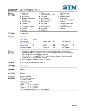 Fillable Online cas SCISEARCH Database Summary Sheet (DBSS) - Chemical ...