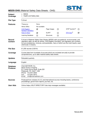 Fillable Online cas MSDS-OHS (Material Safety Data Sheets - OHS) Fax ...