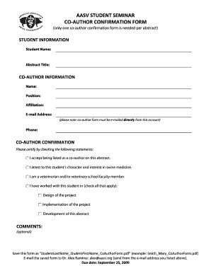Fillable Online aasv CO-AUTHOR CONFIRMATION FORM Fax Email Print ...
