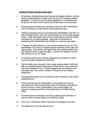 Fillable Online Assigned Parking Passes (hang tags):. Budget Object ...