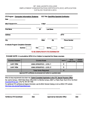 Fillable Online msjc OpenOffice Specialist Certification.pdf - Mt. San Jacinto College Fax Email ...