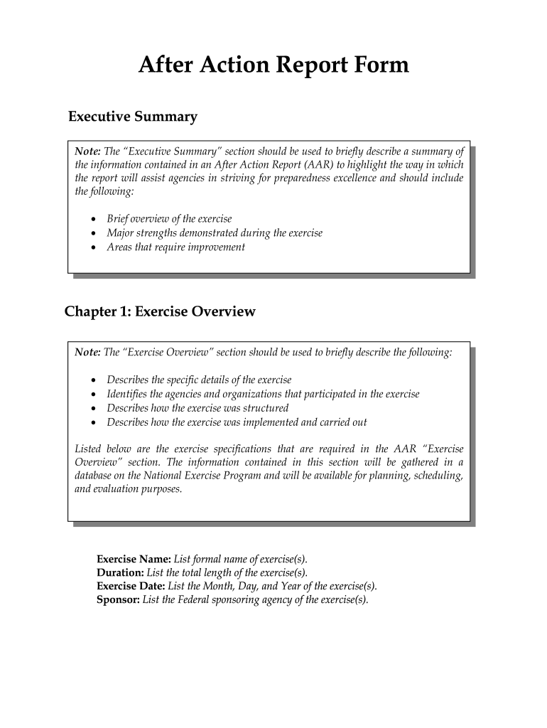After Action Report Template Fill Online Printable Fillable Blank