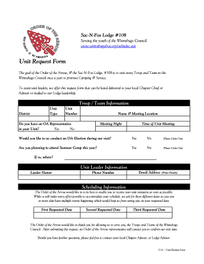 Fillable Online O.A. - Unit Election Form - Winnebago Council Fax Email ...