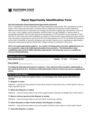 Fillable Online sscc Equal Opportunity Identification Form - Southern ...