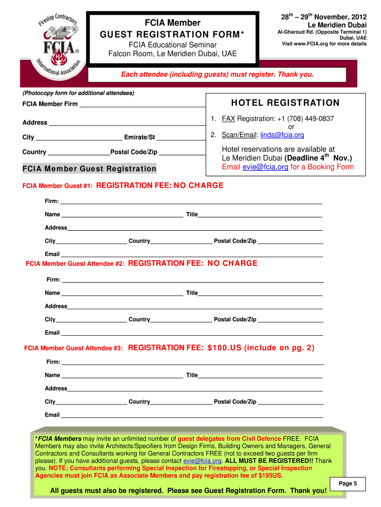 Fillable Online FCIA Educational Seminar Guest Registration Fax Email Print - pdfFiller