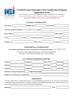 Fillable Online ncbfaa CES Application Form - ncbfaa Fax Email Print ...