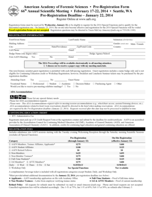 Fillable Online American Academy of Forensic Sciences Pre-Registration ...