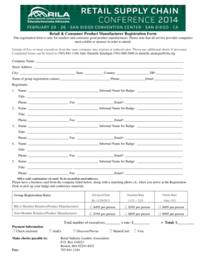 Fillable Online rila Group Registration Form - Retail Industry Leaders ...