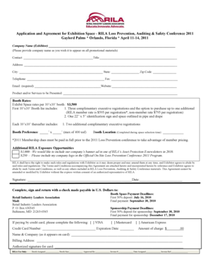 Fillable Online rila Application and Agreement for Exhibition Space ...