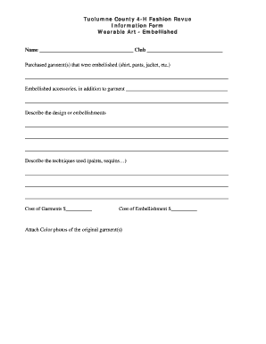 Fillable Online ucanr Tuolumne County 4-H Fashion Revue Information ...