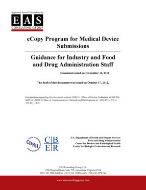 Fillable Online ECopy Program for Medical Device Submissions Guidance ...