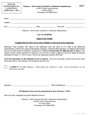 Fillable Online Objection Form Fax Email Print - pdfFiller