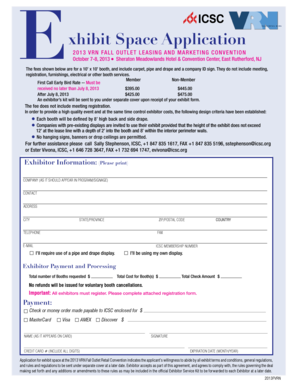 Fillable Online icsc xhibit Space application - icsc Fax Email Print ...