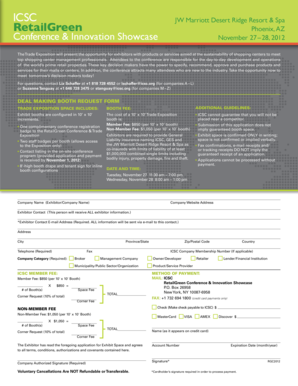 Fillable Online icsc Exhibit Booth Application Form - icsc Fax Email ...