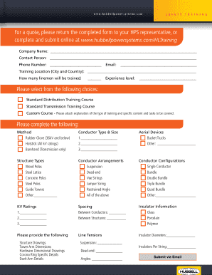 Fillable Online Hubbell Power Systems Hot Line Tools Training Fax Email ...