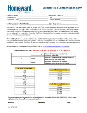 Fillable Online Loan Officer Compensation Change Election Form ...