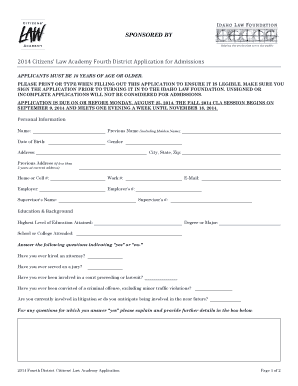 Fillable Online isb idaho Fourth District CLA Application Form - Idaho ...