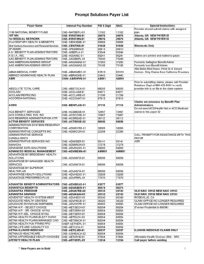 Fillable Online Prompt Solutions Payer List Fax Email Print - pdfFiller