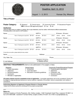 Fillable Online aafp National Conference Poster Application - American ...