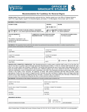 Fillable Online Recommendation for Candidacy for Doctoral Degree ...
