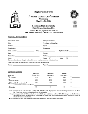 Fillable Online camd lsu Registration Form - CAMD - Louisiana State ...