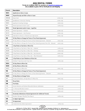 Fillable Online AOA RENTAL FORMS Fax Email Print - pdfFiller