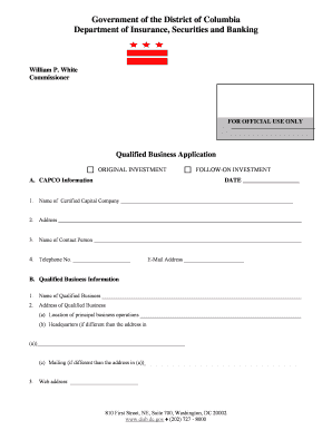 Fillable Online disb dc Qualified Business Application rev September ...