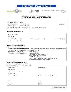 Fillable Online ECTS Application Form & Learning Agreement - Charit Fax ...