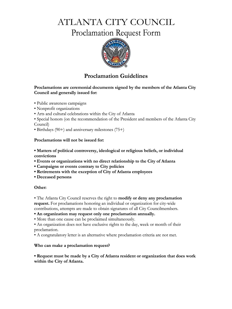Proclamation Form Fill Online Printable Fillable Blank PdfFiller