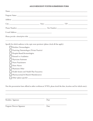 Fillable Online aocd Poster Information - aocd Fax Email Print - pdfFiller