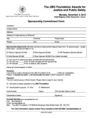Fillable Online JIBC Gala Sponsor Commitment Form Fax Email Print ...