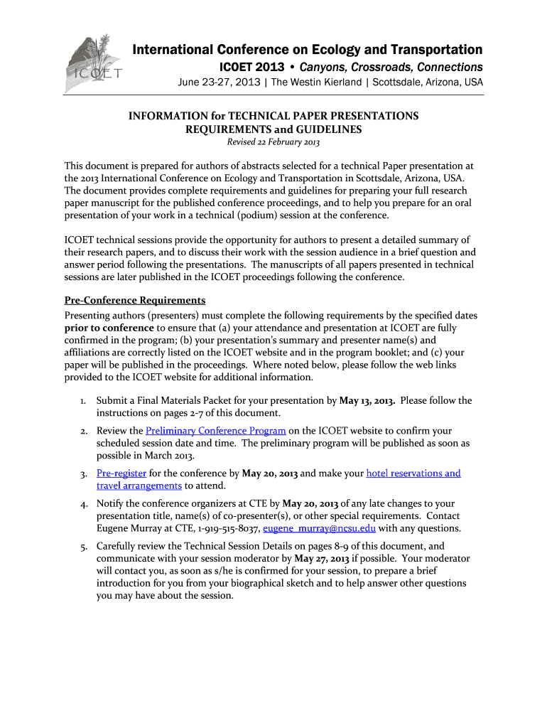 Fillable Online INFORMATION for TECHNICAL PAPER PRESENTATIONS Fax Email Print - pdfFiller