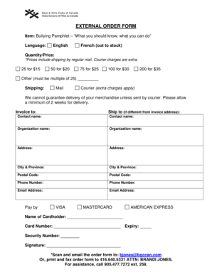 Fillable Online Bullying pamphlet order form.pdf Fax Email Print ...