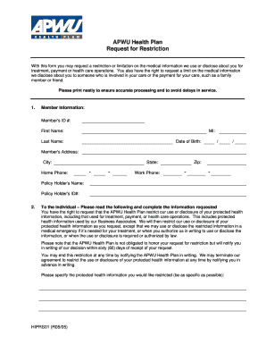 Fillable Online HIPRS01 - Request for Restriction.doc Fax Email Print ...