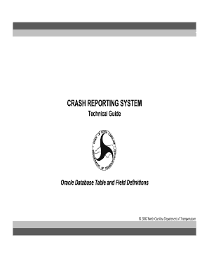 Fillable Online nhtsa-tsis North Carolina Crash Data Definitions ...