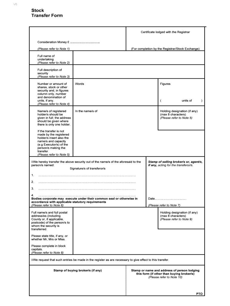 Fillable Online Stock Transfer Form Fax Email Print - pdfFiller