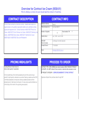Fillable Online Ice Cream Supplies. State Contract for Ice Cream ...