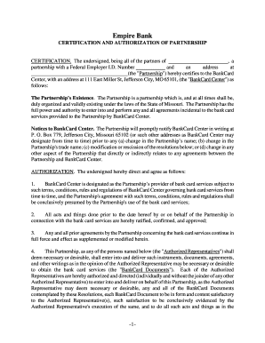 Fillable Online CERTIFICATION AND AUTHORIZATION OF PARTNERSHIP Fax ...