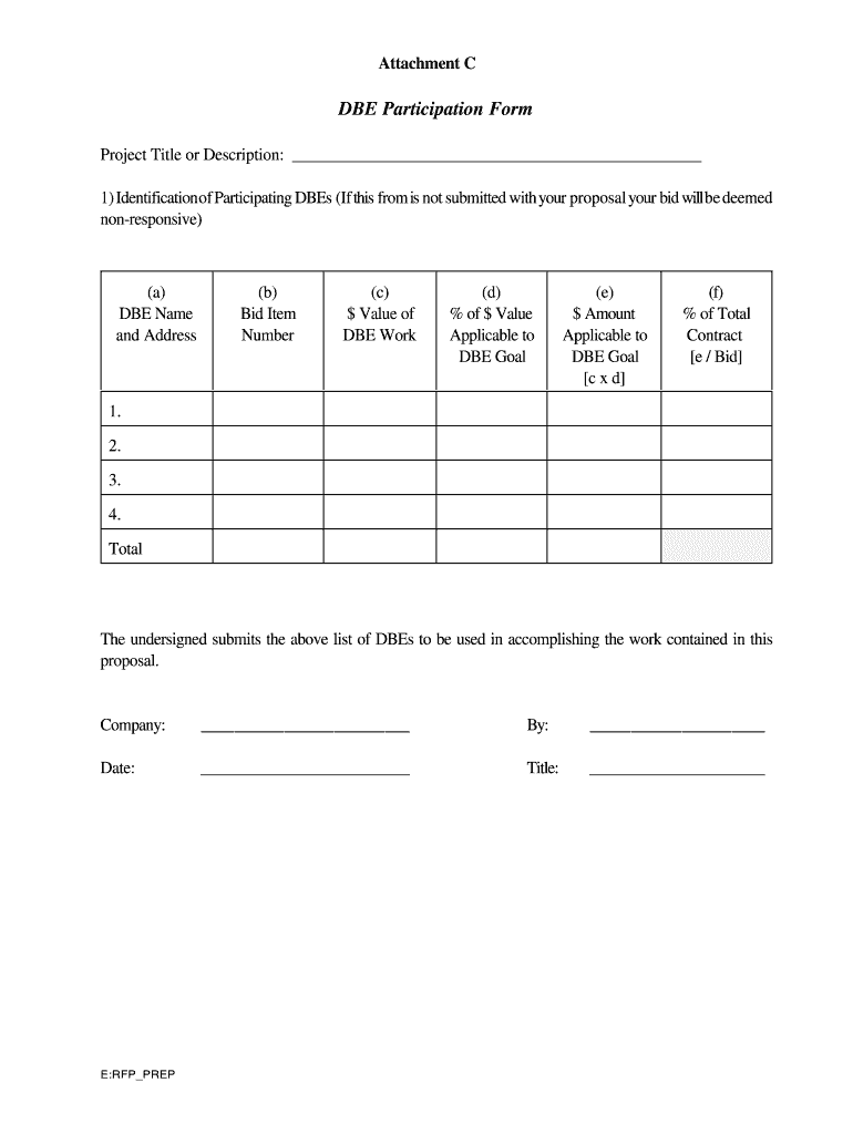 Fillable Online DBE Participation Form Fax Email Print - pdfFiller