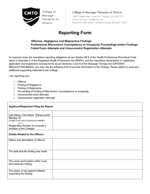 Fillable Online Reporting Form for Offences, Negligence and Malpractice ...