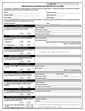 Fillable Online VERIFICATION OF INFORMATION PROVIDED ON Form 8850 ...
