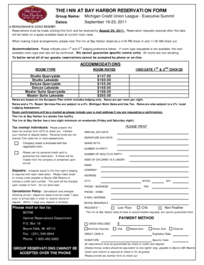 Fillable Online mcul MI Credit Union League - Executive Summit room reservation form - mcul Fax ...