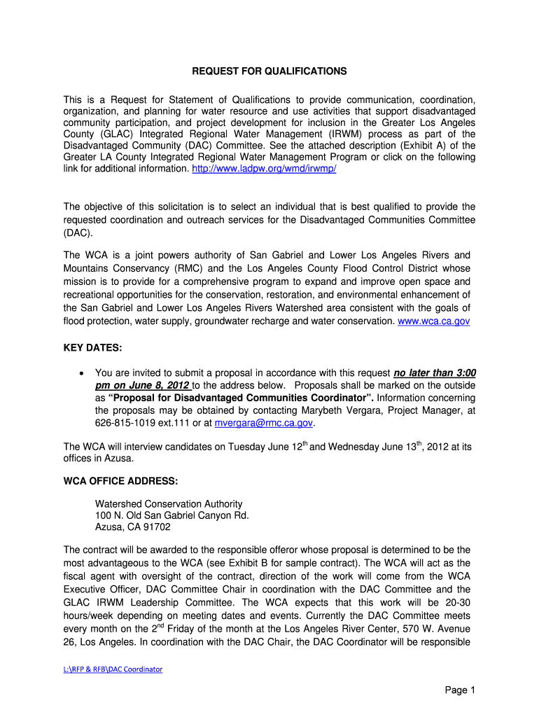 Fillable Online Request for Qualifications for Disadvantaged ...
