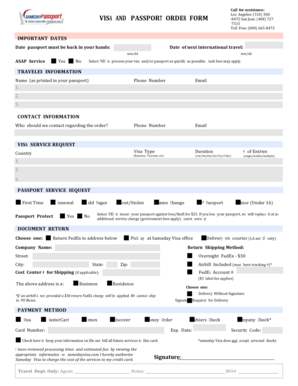 Fillable Online VISA AND PASSPORT ORDER FORM - Cmtemplates.com Fax ...