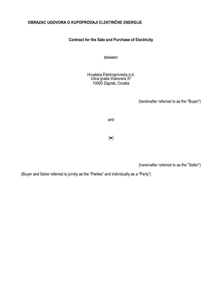 Fillable Online hep OBRAZAC UGOVORA O KUPOPRODAJI ELEKTRINE ENERGIJE bb ...