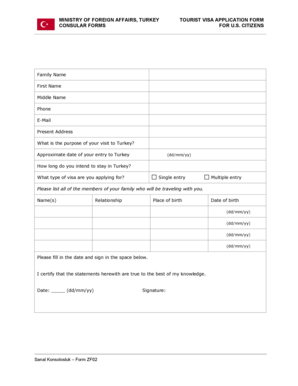 Fillable Online Ministry of foreign affairs turkey consular forms ...