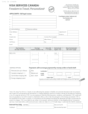 Fillable Online visaservicescanada VISA APPLICATION FEES FOR BOLIVIA ...