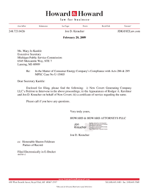 Fillable Online efile mpsc state mi Jon Kreucher - Electronic Case Filings Fax Email Print ...